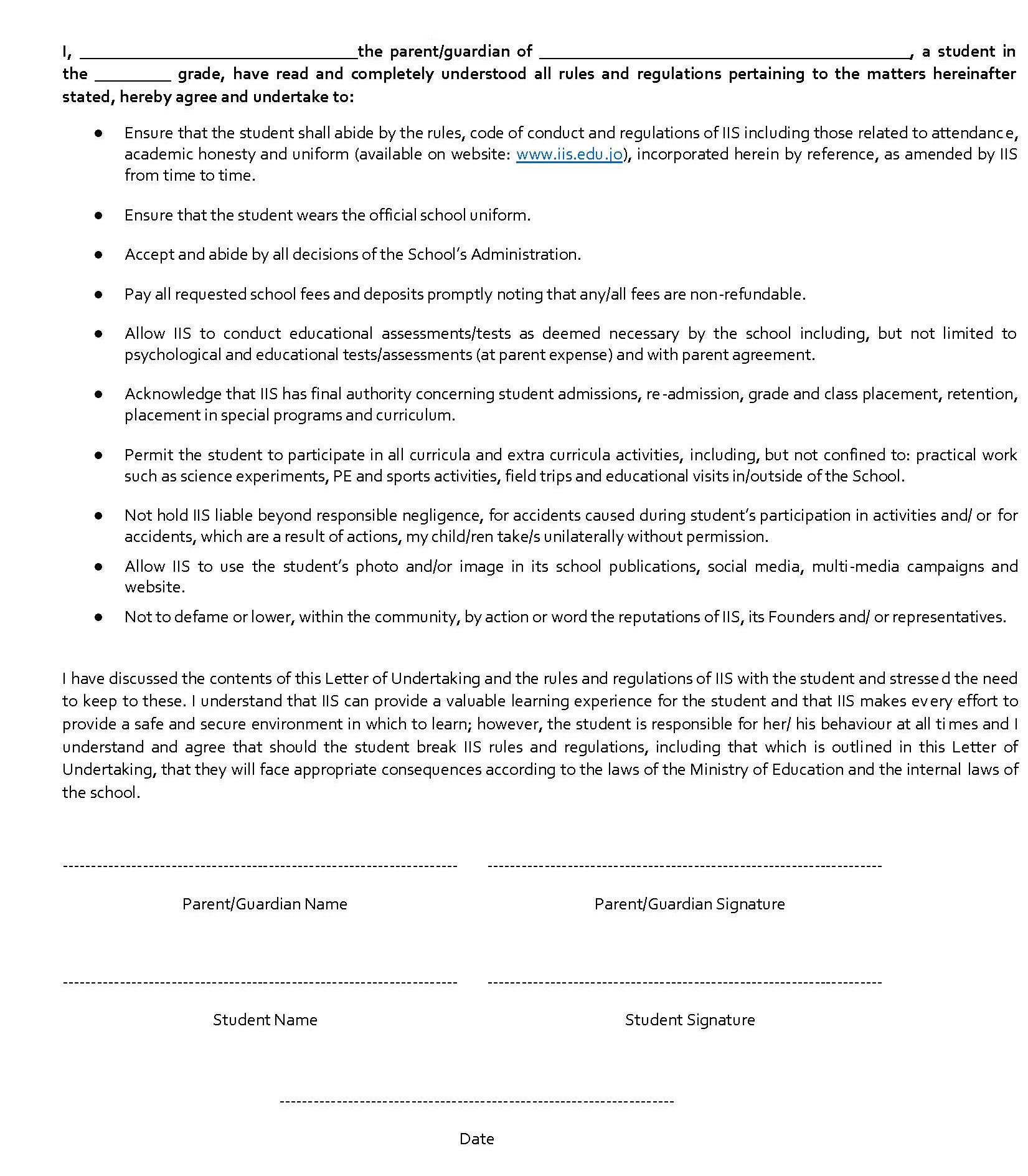 Letter Of Undertaking